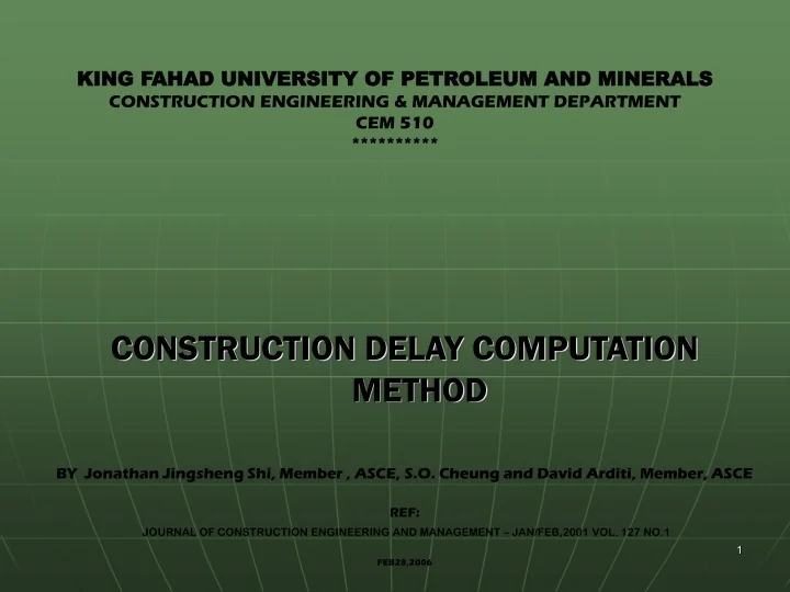 PPT - CONSTRUCTION DELAY COMPUTATION METHOD PowerPoint Presentation ...