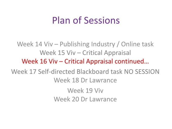 PPT - Plan of Sessions PowerPoint Presentation, free download - ID:9409339