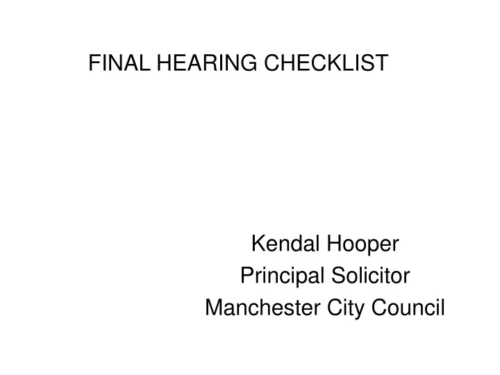 PPT - FINAL HEARING CHECKLIST PowerPoint Presentation, free download ...