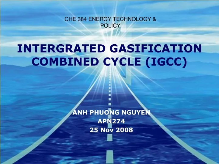 PPT - INTERGRATED GASIFICATION COMBINED CYCLE (IGCC) PowerPoint ...