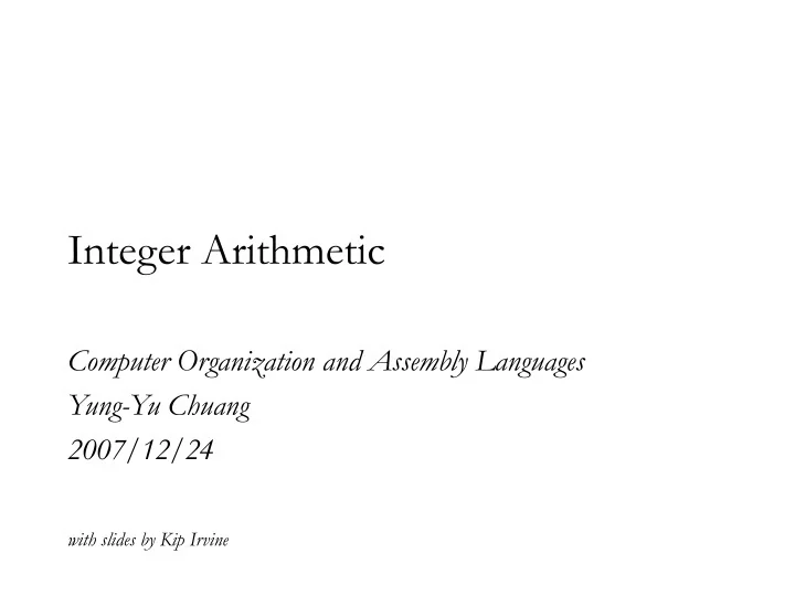 PPT - Integer Arithmetic PowerPoint Presentation, free download - ID ...