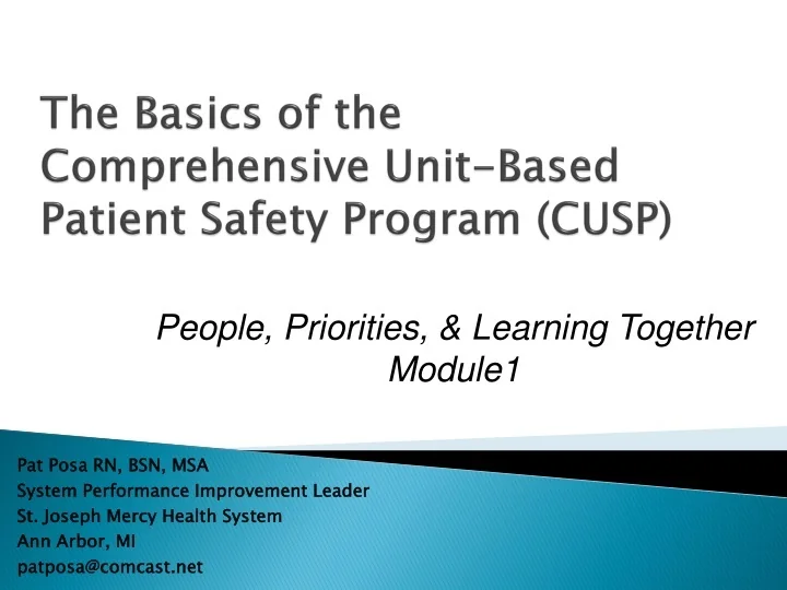 PPT - The Basics of the Comprehensive Unit-Based Patient Safety Program ...