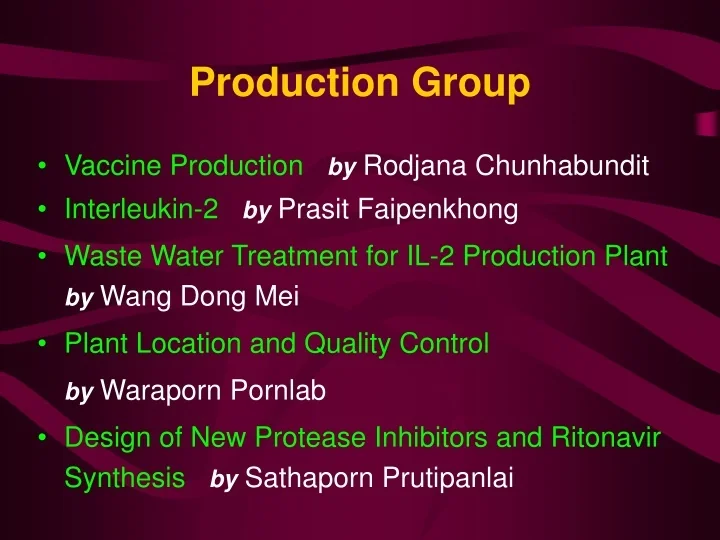 PPT - Production Group PowerPoint Presentation, free download - ID:9412179