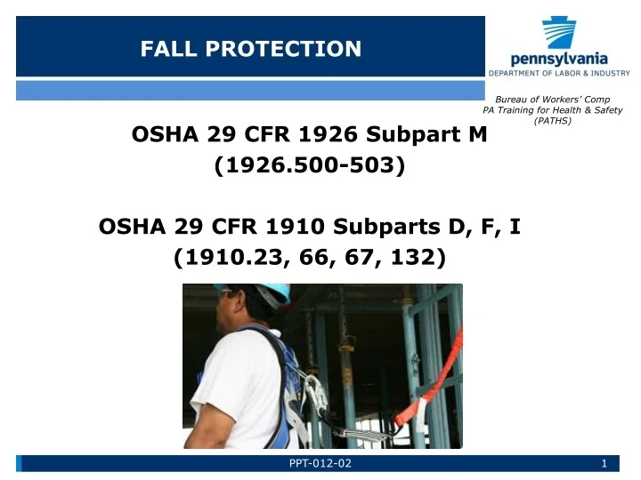 PPT - FALL PROTECTION PowerPoint Presentation, free download - ID:9413128