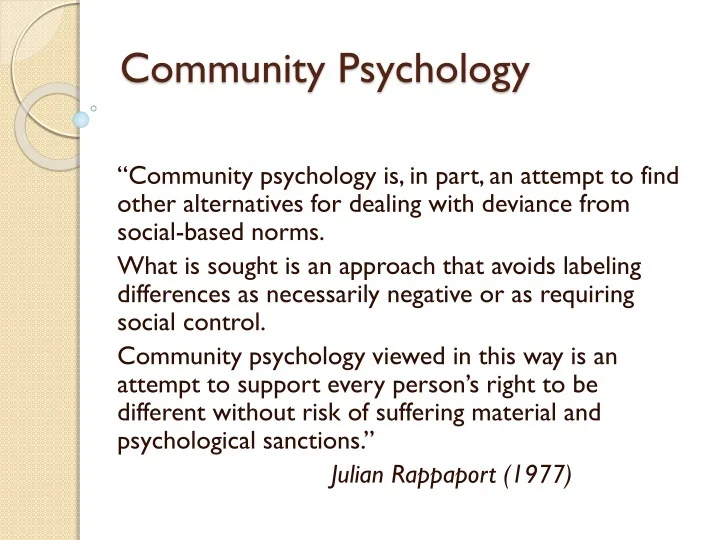 PPT - Community Psychology PowerPoint Presentation, free download - ID ...