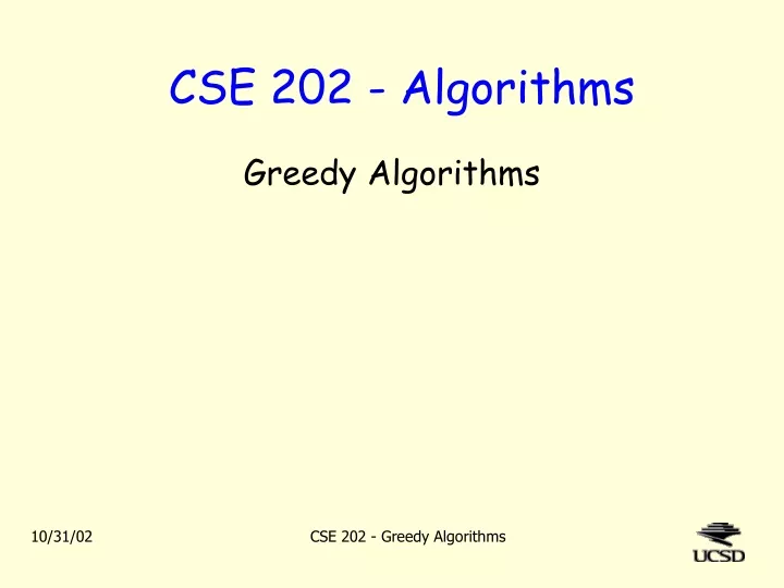 Ppt Cse 202 Algorithms Powerpoint Presentation Free Download Id9413761
