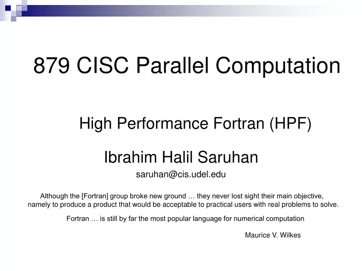 PPT - 879 CISC Parallel Computation PowerPoint Presentation, free ... PPT - 879 CISC Parallel Computation PowerPoint Presentation, free ...