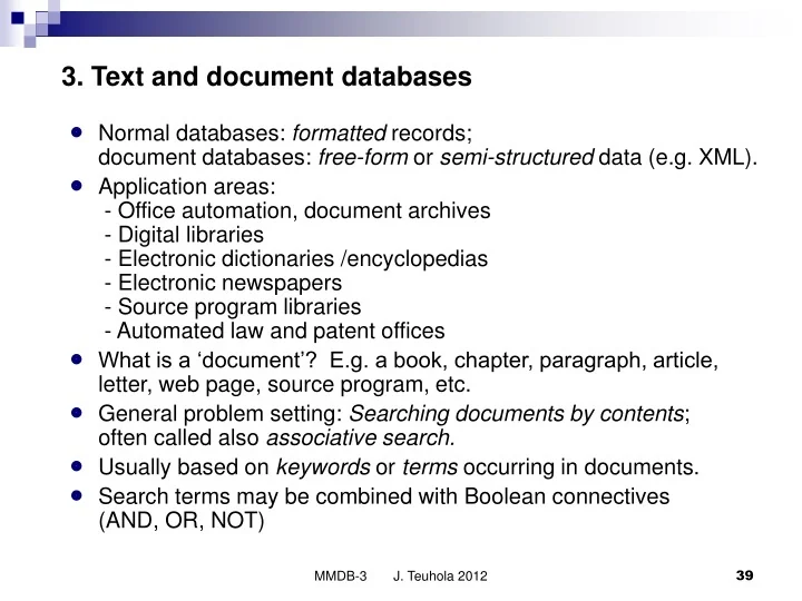 PPT - 3. Text and document databases PowerPoint Presentation, free ...