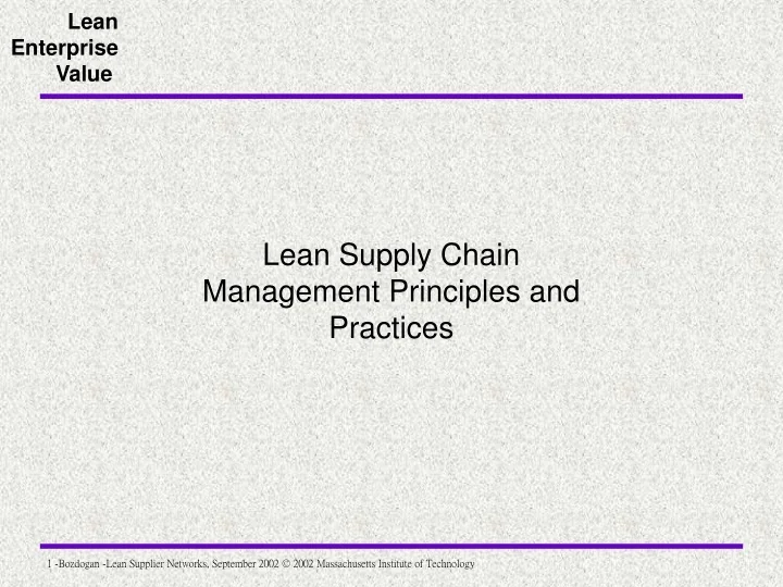 PPT - Lean Supply Chain Management Principles and Practices PowerPoint ...