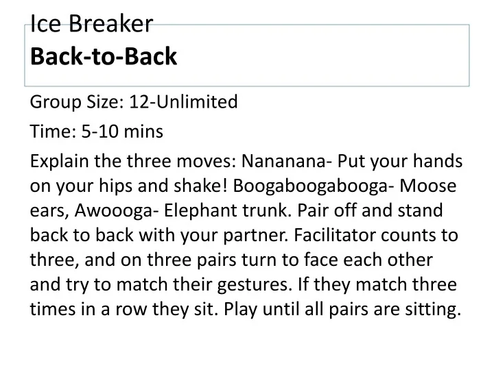 PPT - Ice Breaker Back-to-Back PowerPoint Presentation, free download ...