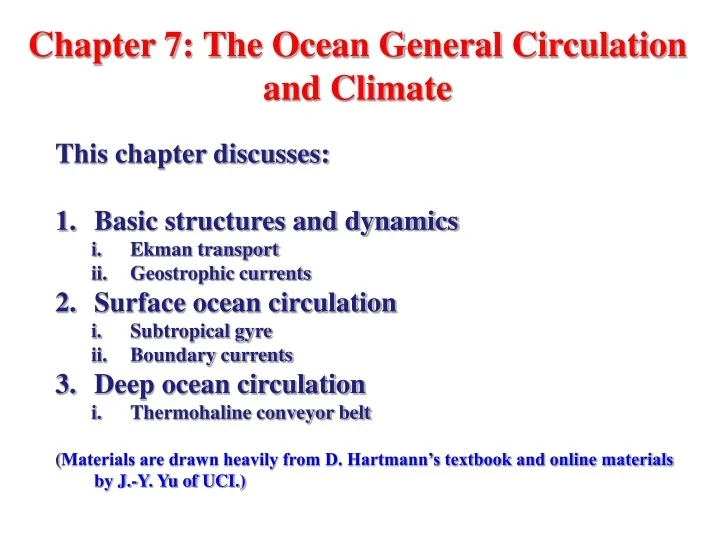 PPT - Chapter 7: The Ocean General Circulation and Climate PowerPoint ...