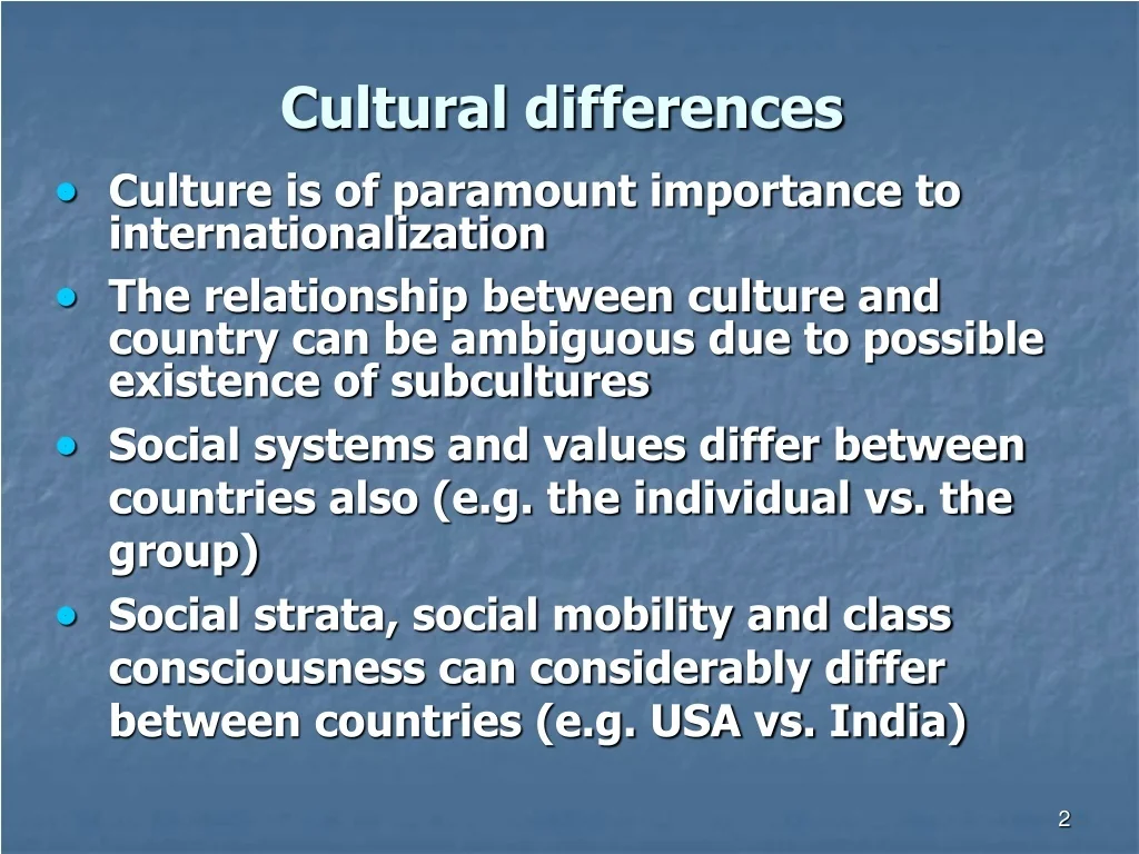 Cultural Differences Chart