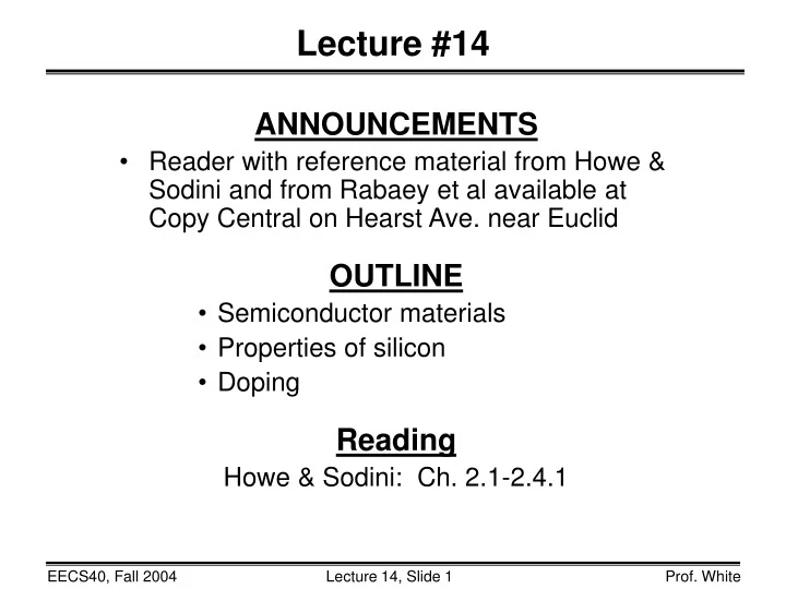 PPT - Lecture #14 PowerPoint Presentation, free download - ID:9418118