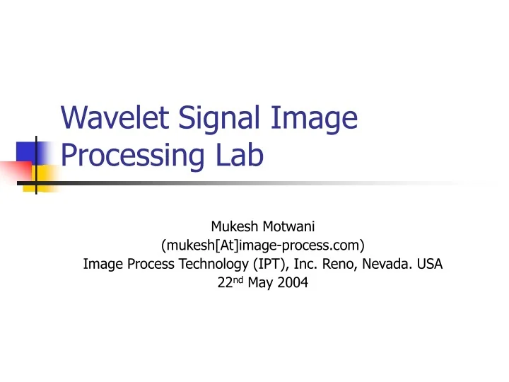 PPT - Wavelet Signal Image Processing Lab PowerPoint Presentation, free ...