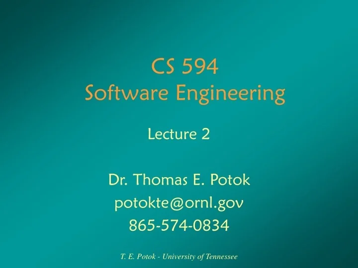 PPT - CS 594 Software Engineering PowerPoint Presentation, free ...