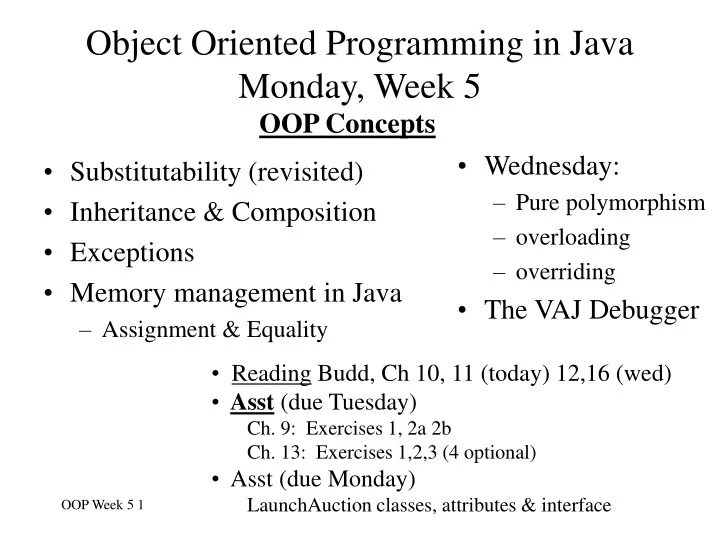 Ppt Object Oriented Programming In Java Monday Week 5 Powerpoint 8676