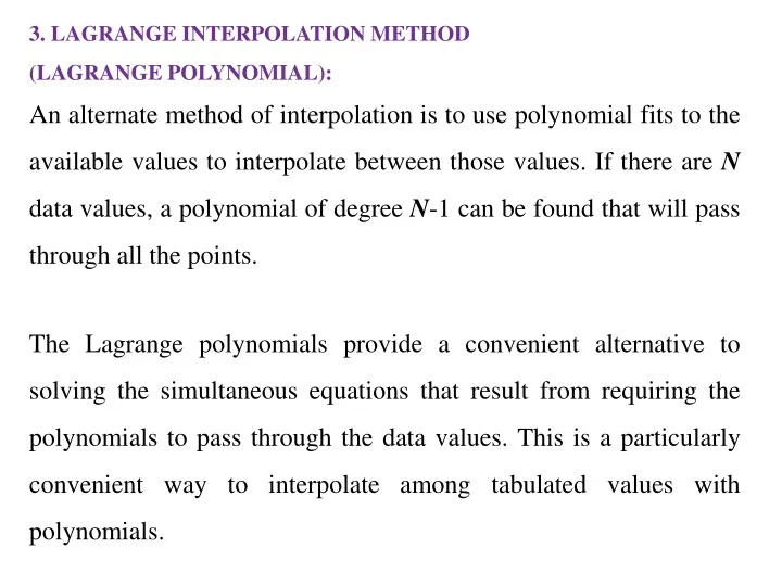 PPT - 3. LAGRANGE INTERPOLATION METHOD (LAGRANGE POLYNOMIAL ...