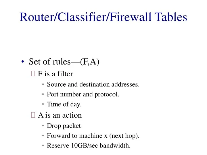 PPT - Router/Classifier/Firewall Tables PowerPoint Presentation, free ...
