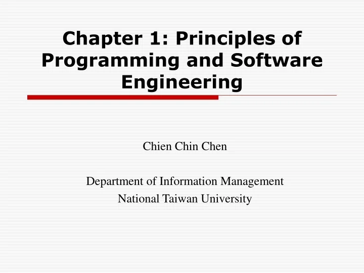 PPT - Chapter 1: Principles of Programming and Software Engineering ...