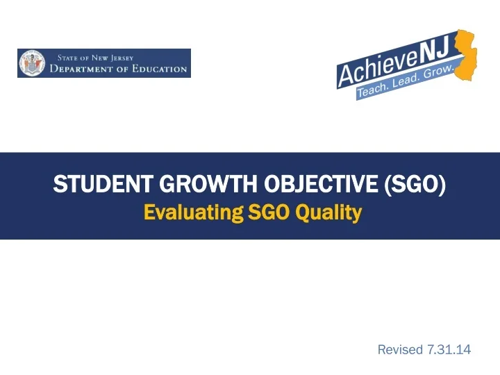 PPT - Student Growth Objective (SGO) Evaluating SGO Quality PowerPoint ...