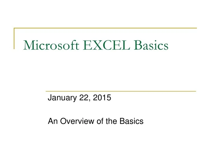 PPT - Microsoft EXCEL Basics PowerPoint Presentation, free download ...