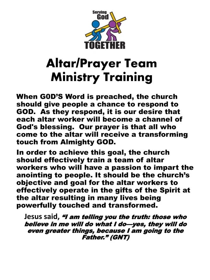 PPT - Altar / Prayer Team Ministry Training PowerPoint Presentation ...