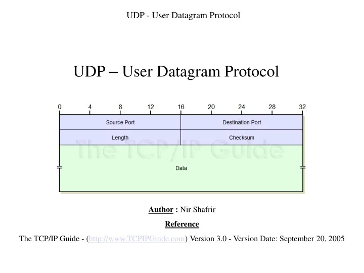 PPT - UDP - User Datagram Protocol PowerPoint Presentation, free download - ID:9433771