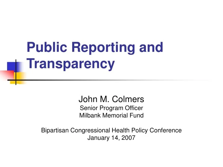 PPT - Public Reporting and Transparency PowerPoint Presentation, free ...