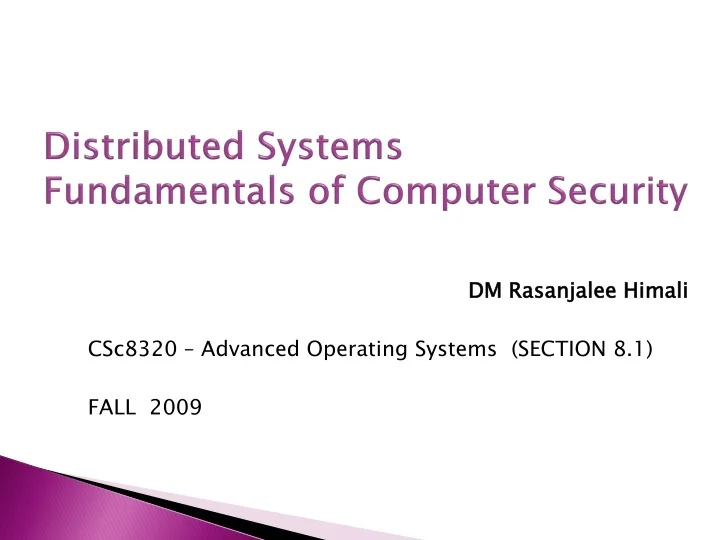 Ppt Distributed Systems Fundamentals Of Computer Security Powerpoint Presentation Id9436391