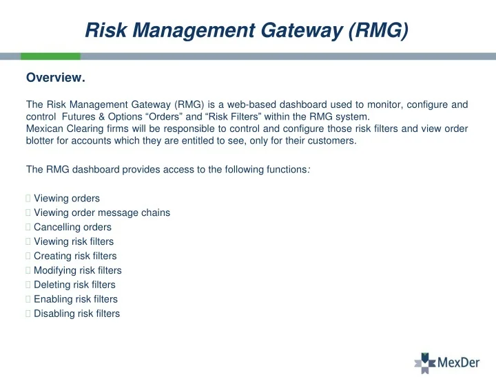 PPT - Risk Management Gateway (RMG) PowerPoint Presentation, free ...