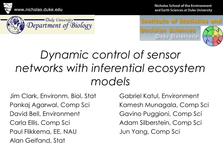 PPT - Dynamic control of sensor networks with inferential ecosystem models PowerPoint ...