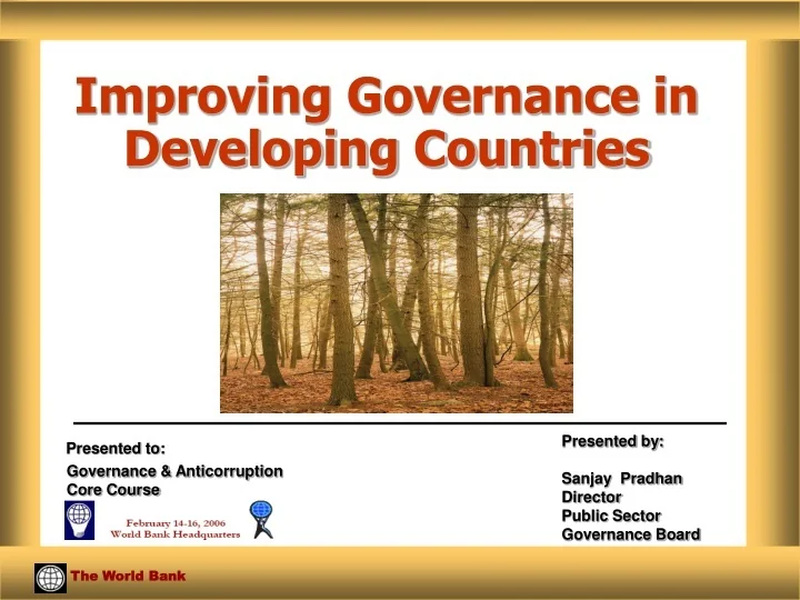 PPT - Improving Governance in Developing Countries PowerPoint ...