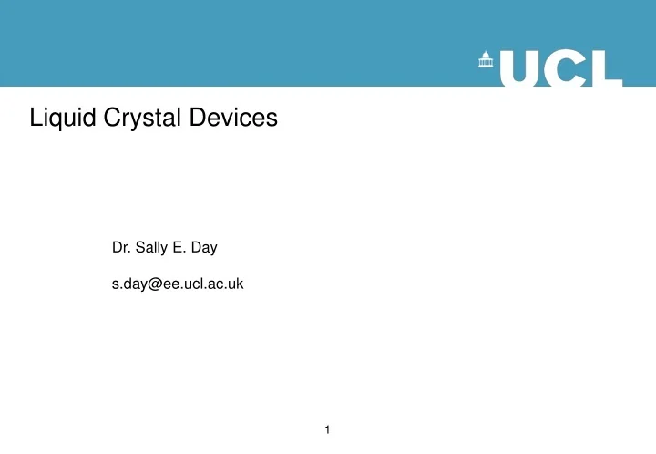 PPT - Liquid Crystal Devices PowerPoint Presentation, free download ...