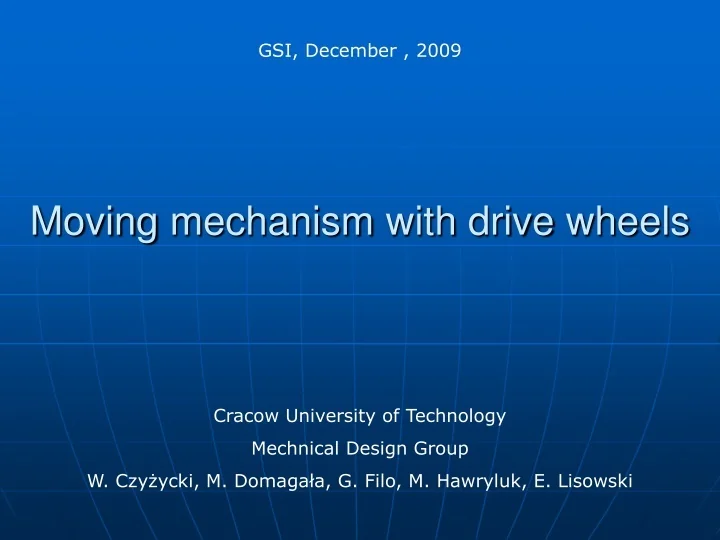 PPT - Moving mechanism with drive wheels PowerPoint Presentation, free ...