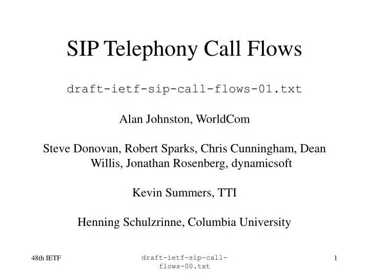 PPT - SIP Telephony Call Flows PowerPoint Presentation, free download ...