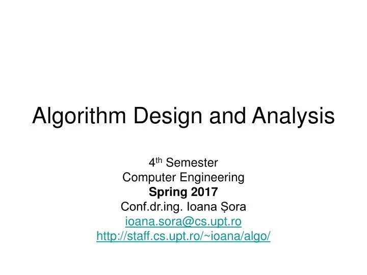 PPT - Algorithm Design and Analysis PowerPoint Presentation, free ...