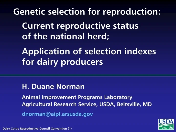 PPT - Genetic selection for reproduction: PowerPoint Presentation, free ...