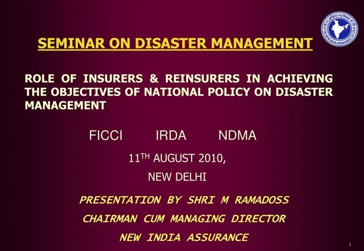 PPT - SEMINAR ON DISASTER MANAGEMENT PowerPoint Presentation, free ...