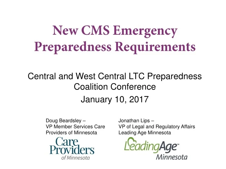 PPT - New CMS Emergency Preparedness Requirements PowerPoint ...