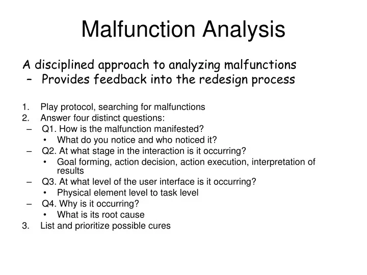 PPT - Malfunction Analysis PowerPoint Presentation, free download - ID ...