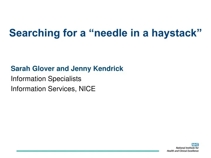 PPT - Searching for a “needle in a haystack” PowerPoint Presentation ...