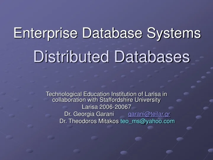 PPT - Distributed Databases PowerPoint Presentation, free download - ID:9455915
