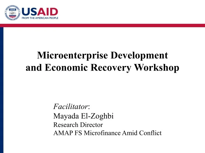 PPT - Microenterprise Development and Economic Recovery Workshop ...
