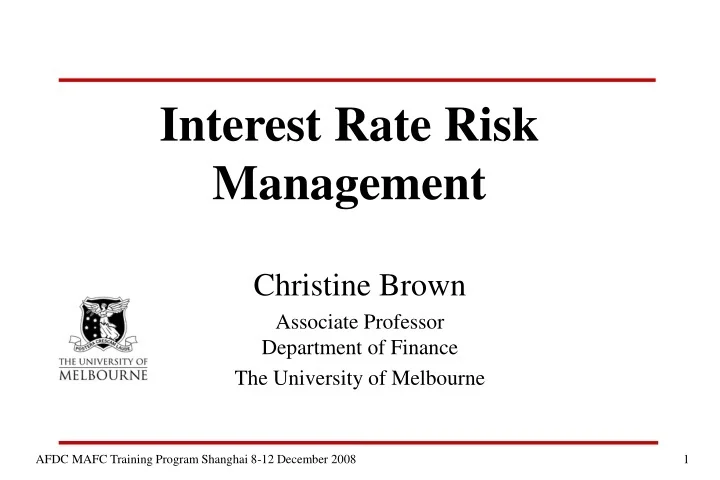 PPT - Interest Rate Risk Management PowerPoint Presentation, free ...