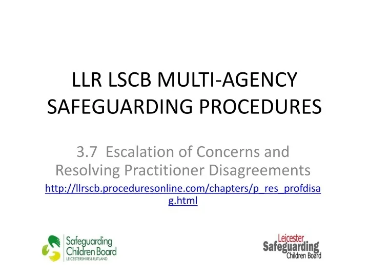 PPT - LLR LSCB MULTI-AGENCY SAFEGUARDING PROCEDURES PowerPoint ...