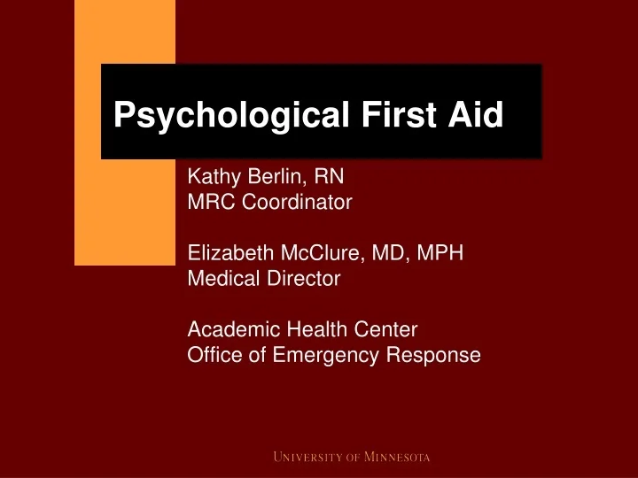PPT - Psychological First Aid PowerPoint Presentation, free download ...