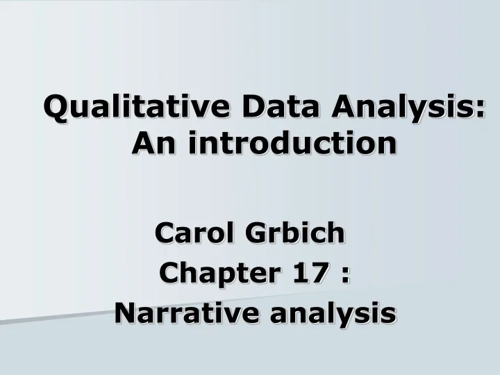 PPT - Qualitative Data Analysis: An introduction PowerPoint ...