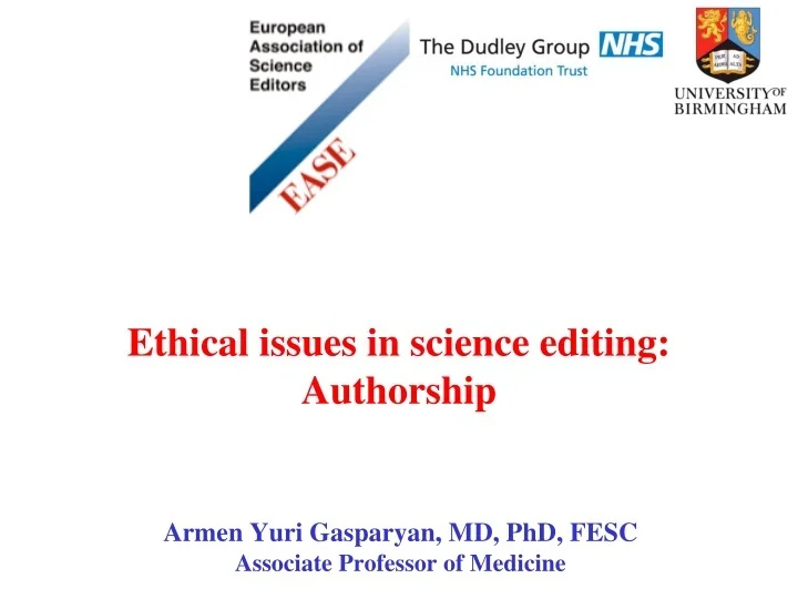PPT - Ethical issues in science editing: Authorship PowerPoint ...