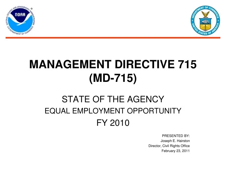 PPT - MANAGEMENT DIRECTIVE 715 (MD-715) PowerPoint Presentation, free ...