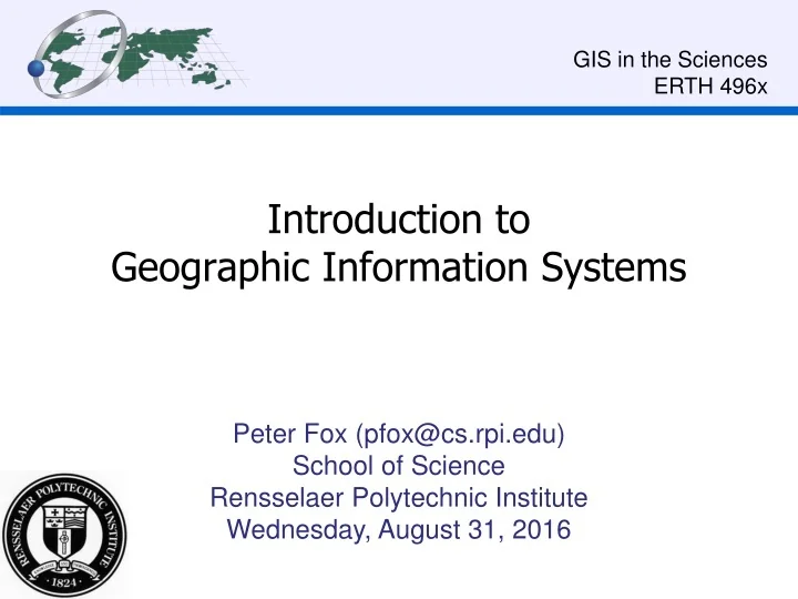PPT - Introduction to Geographic Information Systems PowerPoint ...